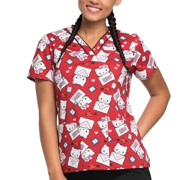 Tooniforms | Other | Cherokee Tooniforms Hello Kitty Letters Scrub Top ...